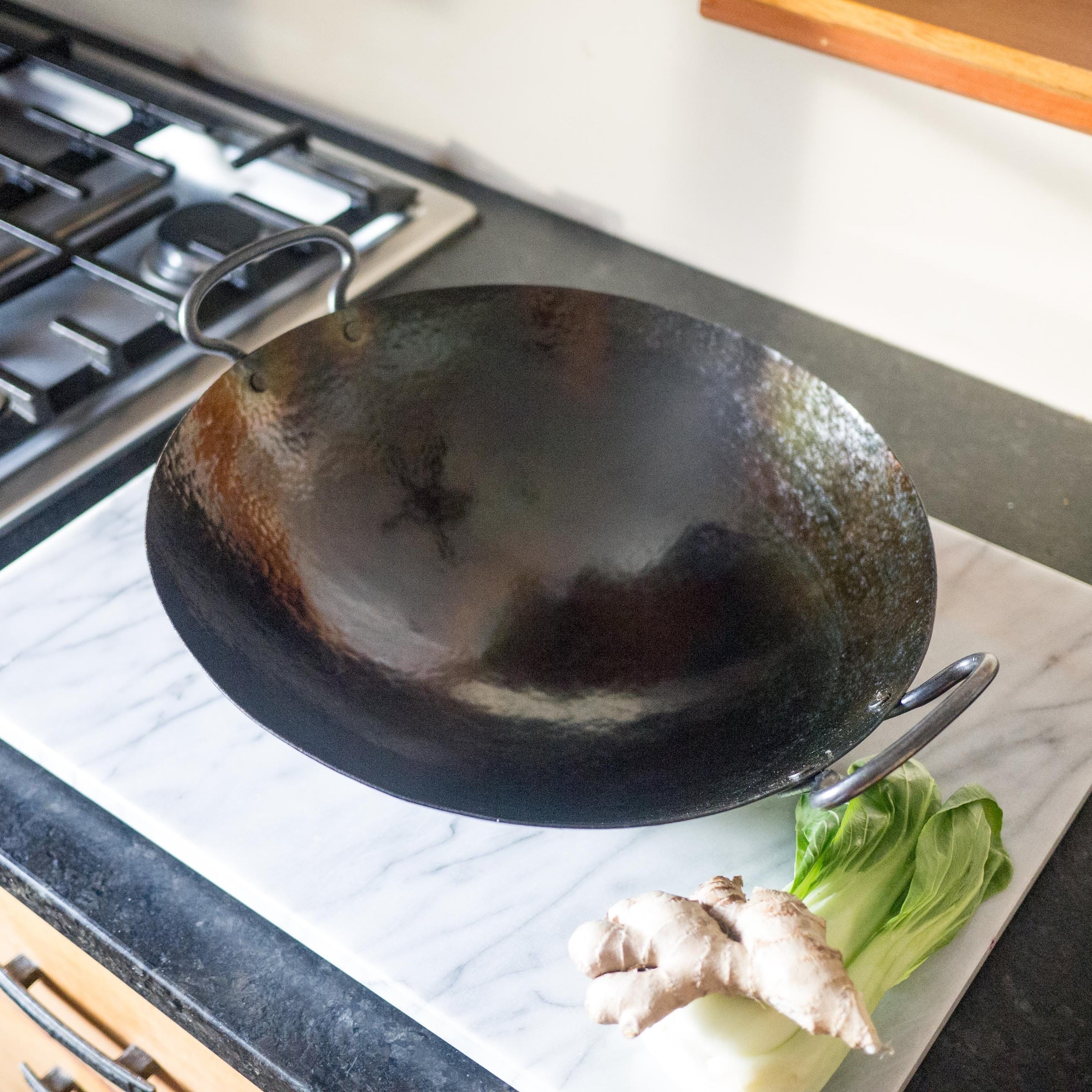 Hand Hammered Wok • Newquist Forge • Two helper handles