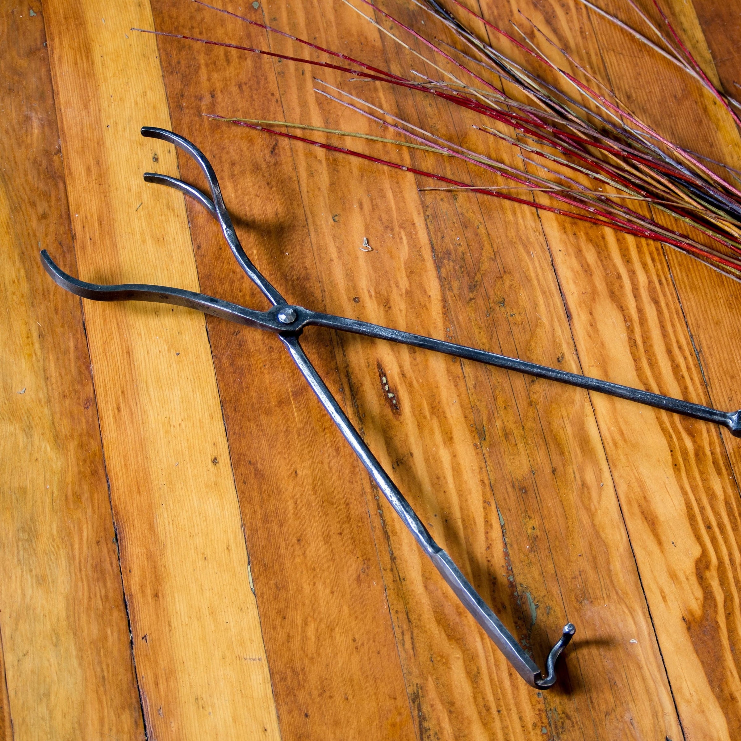 Hand Forged Fireplace Tongs • Log Grabbers